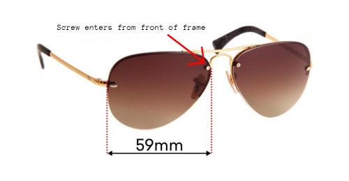 Replacement Lenses for Ray-Ban RB3449 Aviator 2mm Nose Hole 59mm