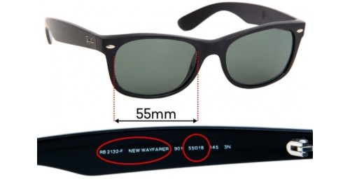 Ray-Ban RB2132-F New Wayfarer (Low Bridge Fit) 55mm Lenses